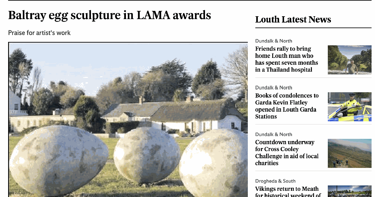 Irish Independent - Baltray egg sculpture in LAMA awards Praise for ...